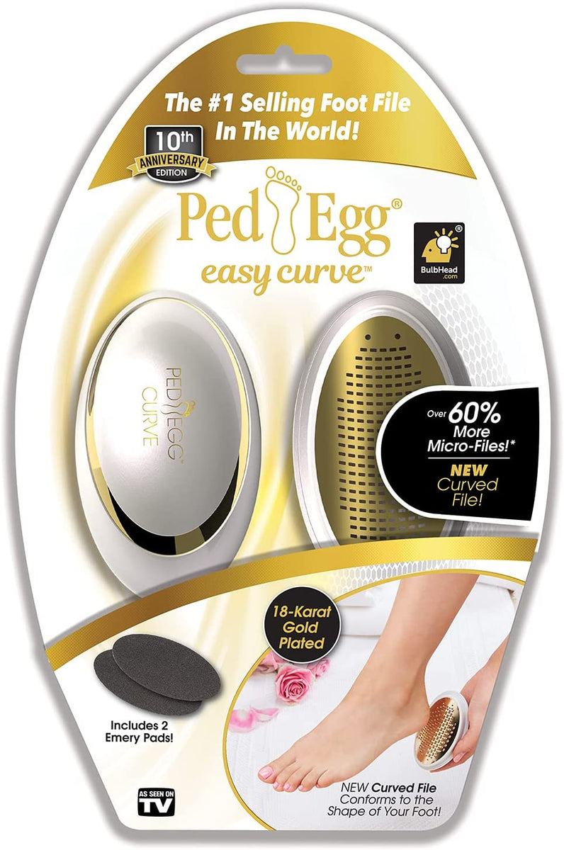 PedEgg Easy Curve 18k Gold-Plated Foot File by BulbHead, – Skull Shaver IN